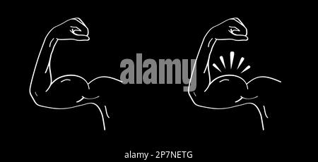 Biceps. Cartoon human elbow symbol. Vector outline drawing. Editable ...