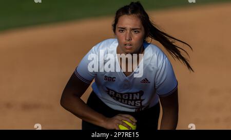Louisiana third baseman Lauren Allred prepares to compete against ...