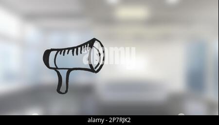 Image of megaphone over out of focus office space Stock Photo - Alamy