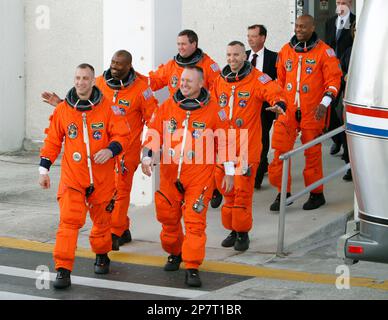 STS-129 crew members, from left, Robert Satcher, Mike Foreman, Randy Bresnik, Leland Melvin ...