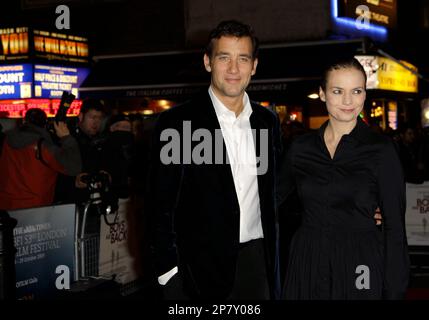 Clive Owen and wife Sarah Jane Fenton at the UK premiere of the Golden ...