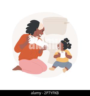 Teach toilet hygiene isolated cartoon vector illustration set. Showing ...