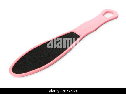 Pink foot file on white background. Pedicure tool Stock Photo - Alamy
