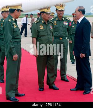 Myanmar's Prime Minister Than Shwe, left, and the Philippines ...
