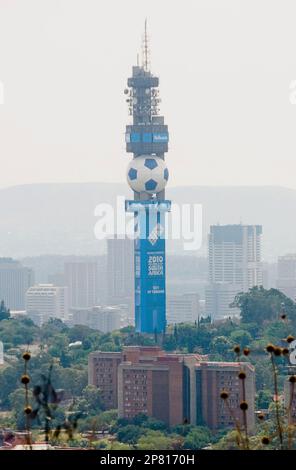 Telkom Tower with world cup soccer football Stock Photo - Alamy