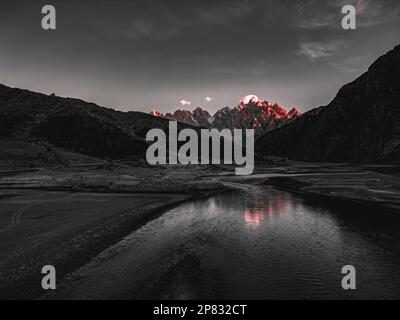 A view of Gulmit Gojal valley with famous landmark as Passu Cones or ...