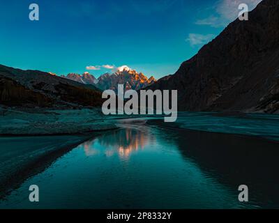 A view of Gulmit Gojal valley with famous landmark as Passu Cones or ...