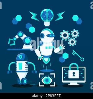 Service robots isolated cartoon vector illustrations set. Robotic ...