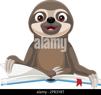 Cartoon sloth reading a book Stock Vector Image & Art - Alamy