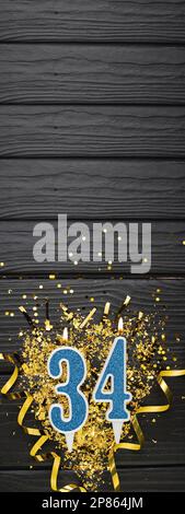 Number 34 candle - Birthday card design in yellow background Stock ...