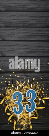 Birthday candle number 33 - Vertical anniversary card with green ...