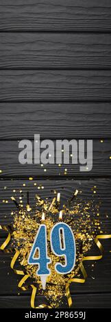 Birthday candle number 49 - Vertical anniversary card with green ...