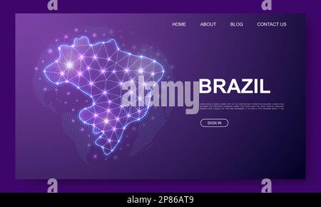 Brazil 3d polygonal website template. Brazil map design illustration ...