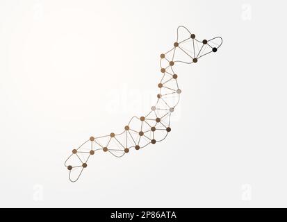 Japan low poly symbol with connected dots for landing page. Japan map ...