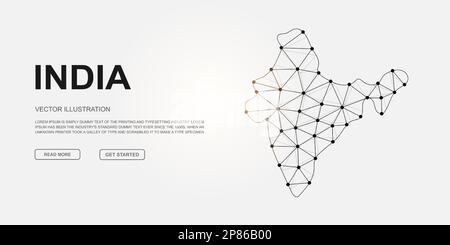 India low poly symbol with connected dots. India map design vector ...