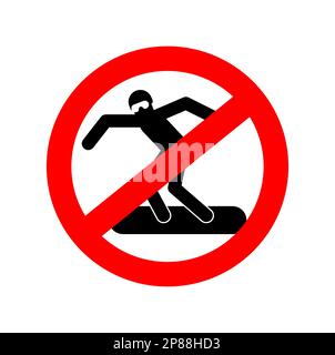 No snowboarding prohibited sign, no snowboarder forbidden modern round ...