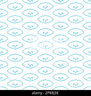 Pixel art cloud. Seamless pattern. 8 bit objects. Art, digital icons. Retro assets. Vintage game ...