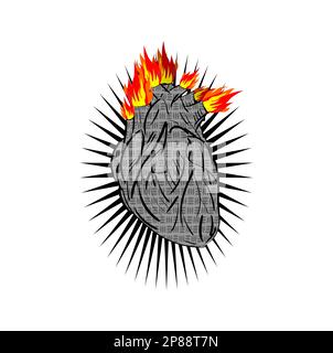 Iron heart anatomy tattoo sketch. Vector illustration Stock Vector ...