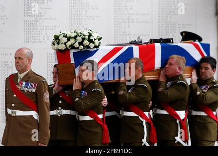 The coffin of Lieutenant Colonel Rupert Thorneloe, commanding officer ...