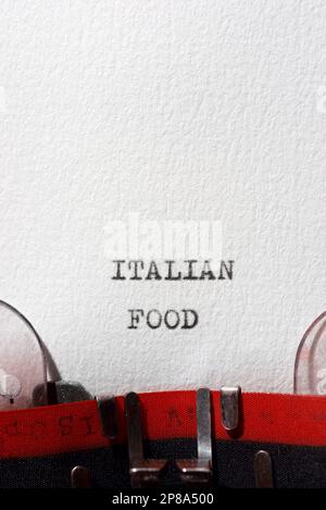 Italian food text written with a typewriter Stock Photo - Alamy