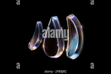 Colorful curve glass with dispersion, 3d rendering. Digital drawing Stock Photo - Alamy