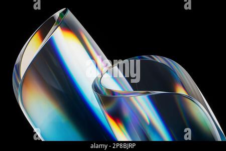 Colorful curve glass with dispersion, 3d rendering. Digital drawing Stock Photo - Alamy