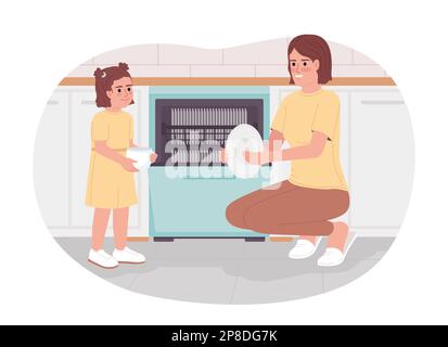 Loading dishwasher isolated cartoon vector illustrations Stock Vector ...