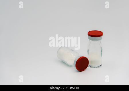 Vials of medicine in powder form, glass medical pharmaceutical sterile ...