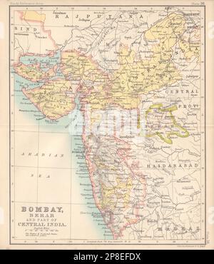 Map of Bombay, Berar, and part of Central India, 1902. Creator: Unknown ...