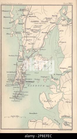 Bombay/Mumbai environs. British India. BARTHOLOMEW, 1904 antique map ...