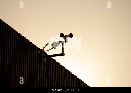 Anemometer on the top of a roof Stock Photo - Alamy