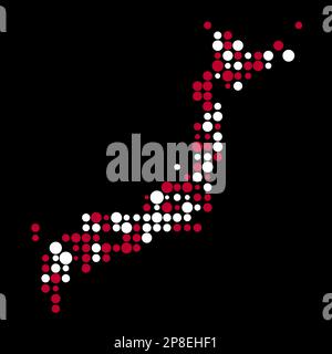 Japan Map Silhouette Pixelated generative pattern illustration Stock ...