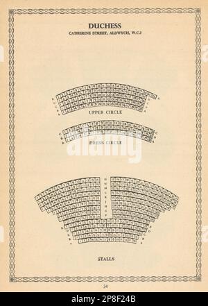 DUCHESS THEATRE. Vintage seating plan. London West End 1936 old vintage print Stock Photo - Alamy