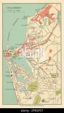COLOMBO city plan. Ceylon / Sri Lanka 1923 old vintage map chart Stock ...