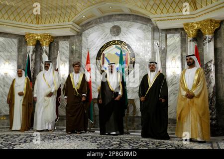 Arab gulf leaders from left to right, Kuwaiti Emir Sabah Al Ahmed Al ...