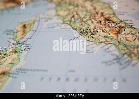 Rome Italy Relief map showing the Roman empire at forum romanum Stock ...