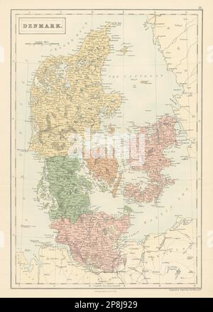 Denmark, including Schleswig/Sleswick & Holstein. SIDNEY HALL 1854 old ...