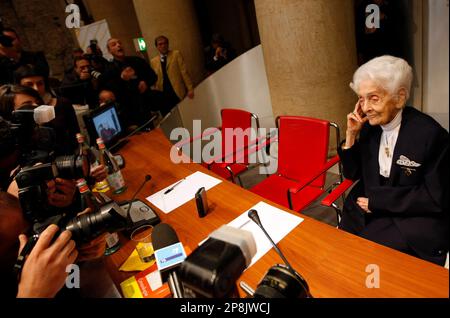 Italian neurologist and senator for life Rita Levi Montalcini, Nobel ...