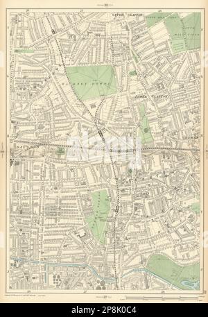 HACKNEY Lower Clapton Dalston Shacklewell London Fields Homerton c1887 ...