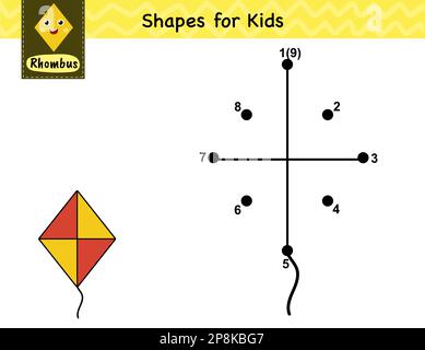Kite cartoon geometric shape for kids to learn basic math education ...