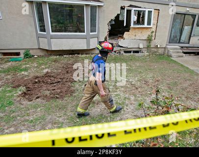 Hole in basement of house. Hole in wall. Details of house Stock Photo ...