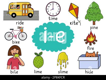 U-e digraph spelling rule educational poster for kids with words Stock Vector Image & Art - Alamy