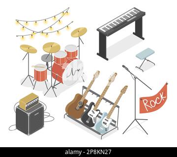 Musical instruments. Vector isometric illustrations set Stock Vector ...