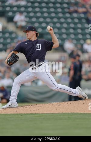 Detroit Tigers pitcher Tyler Holton throws against the Cincinnati Reds ...