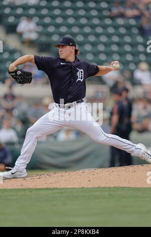 Detroit Tigers pitcher Tyler Holton throws against the Boston Red Sox ...