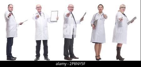 full length group of doctors with notepad isolated Stock Photo - Alamy