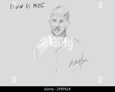 This drawing by Jonathan De Cesare shows the members of the jury at the ...