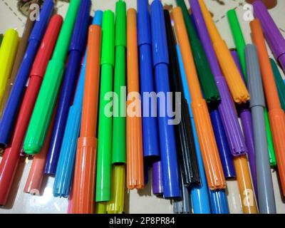 Colored markers close-up Stock Photo - Alamy