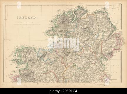 Ireland (North) antique map by Edward Weller. Ulster. Railways 1883 old ...