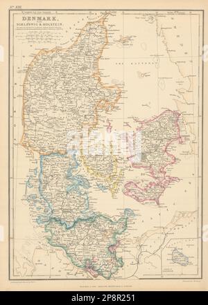Denmark, with Schleswig & Holstein by Joseph Wilson Lowry 1860 old ...